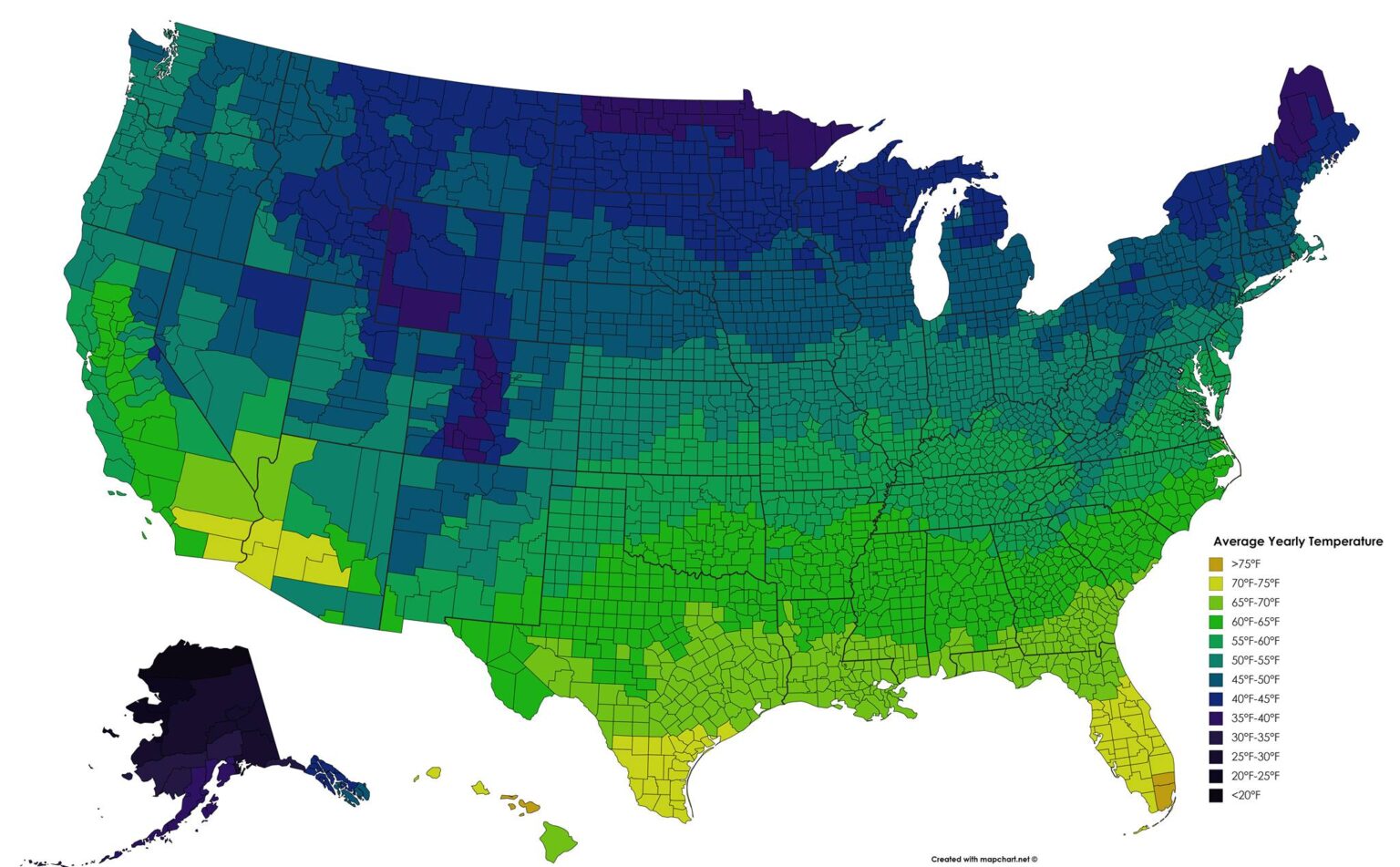 U.S. Average Temperatures - Vivid Maps