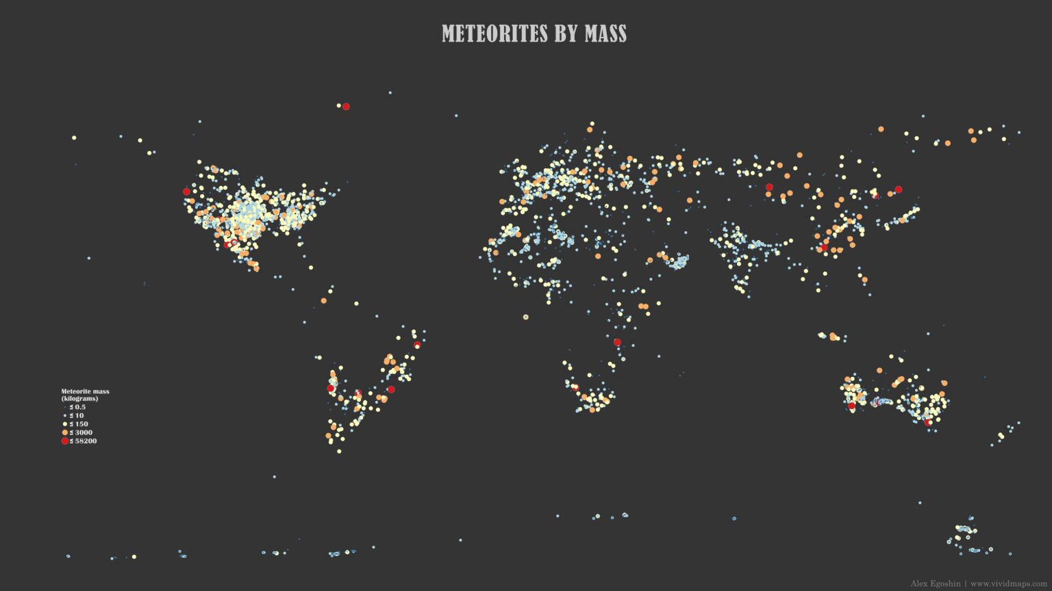 Every recorded meteorite to have struck Earth mapped - Vivid Maps