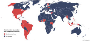 The map of the countries where the president must be a natural-born ...