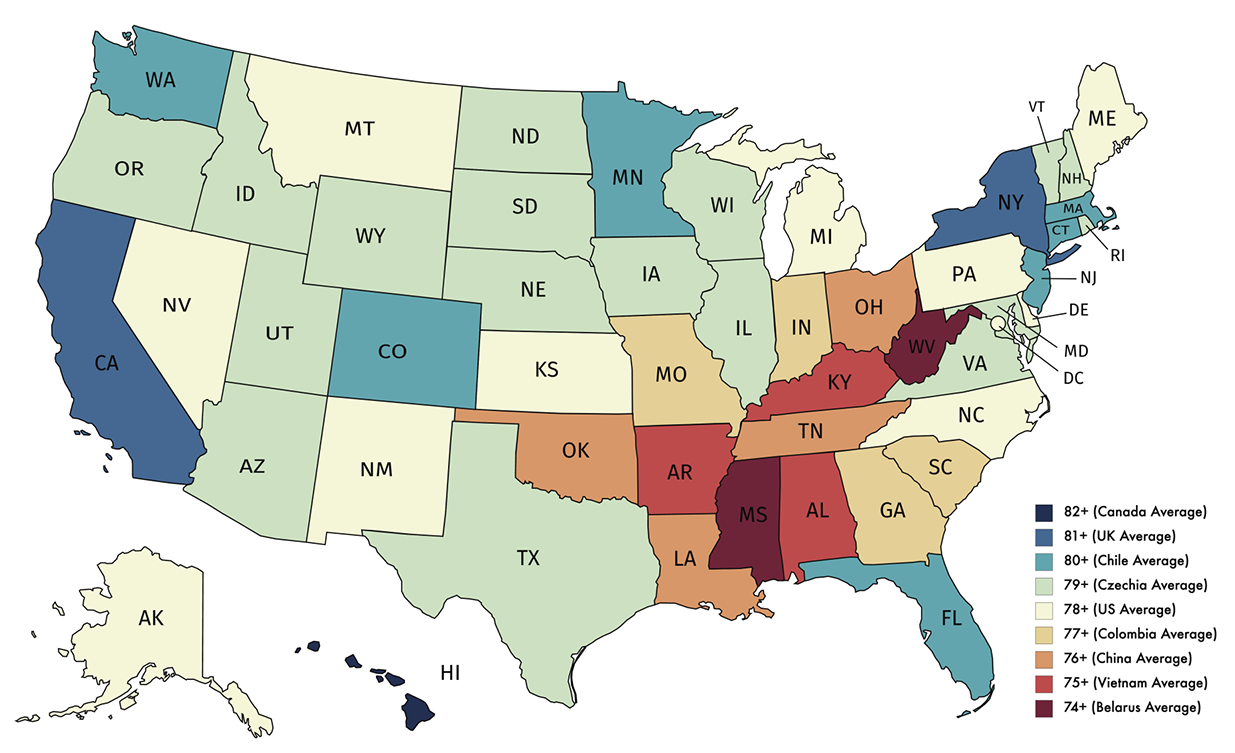 How Does U S Life Expectancy Compare To Other Countries Vivid Maps