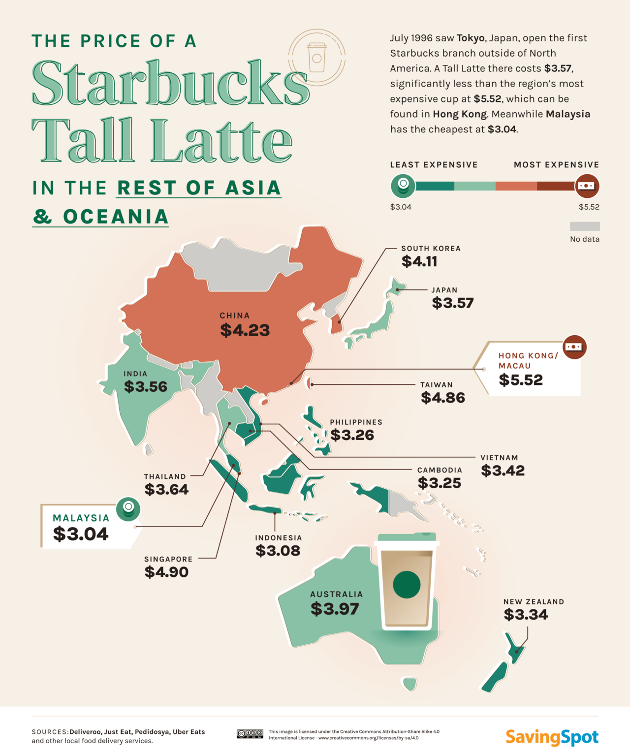 The Price of Starbucks in Every Country Mapped - Vivid Maps