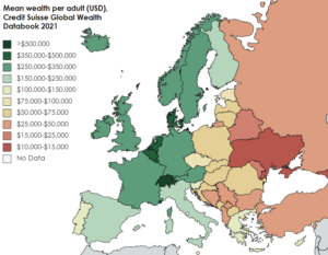 Distribution of wealth in Europe - Vivid Maps