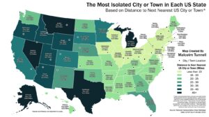 The Most Isolated City in Each U.S. State Mapped - Vivid Maps