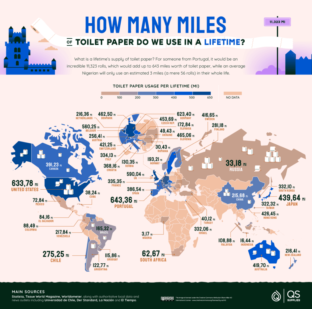 World Toilet Paper Consumption Mapped Vivid Maps World Toilet Paper Consumption Mapped Vivid Maps