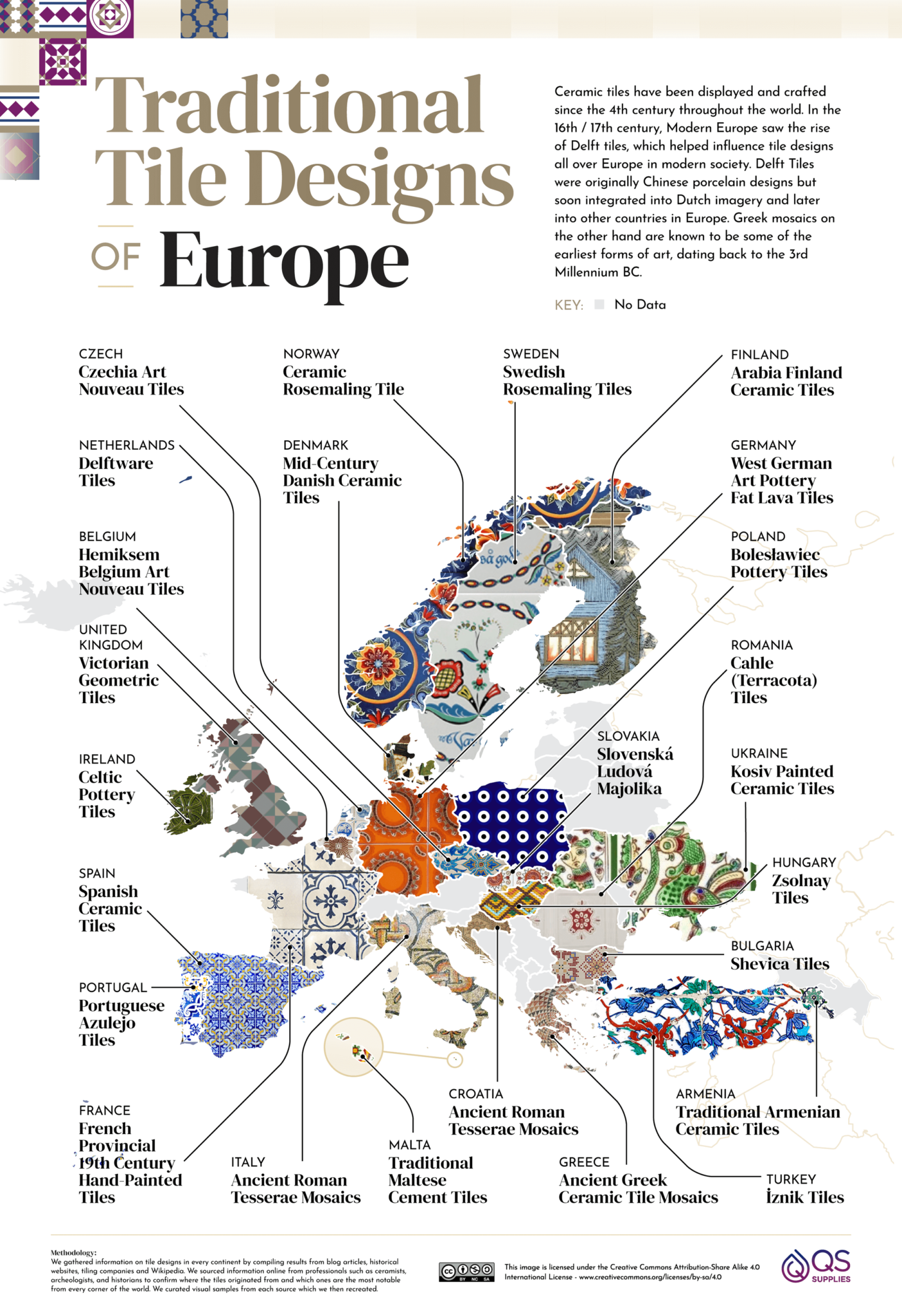 World Map Depicting Traditional Tile Designs From Every Country - Vivid ...
