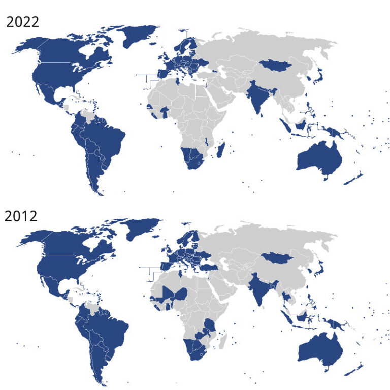 Countries considered as electoral democracies by Freedom House in 2012 ...
