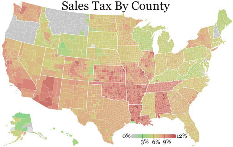 General Sales Tax by U.S. County Mapped - Vivid Maps