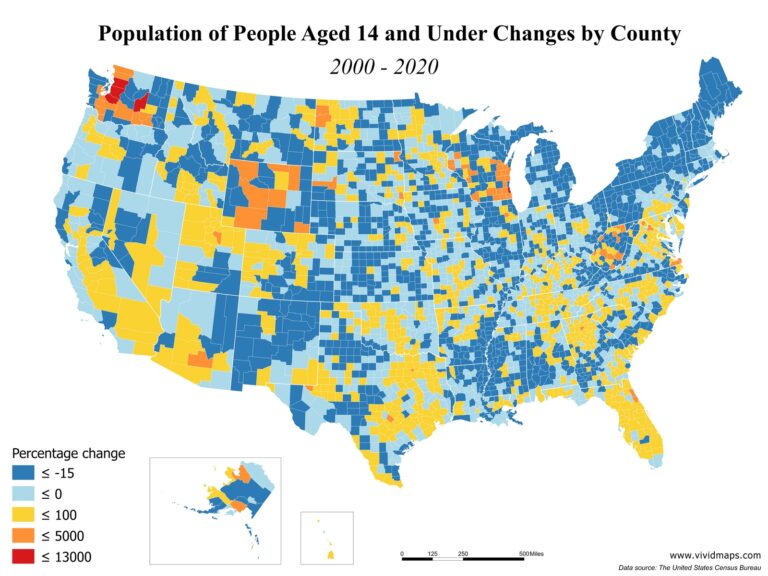 U.S. population aged 0-14 years - Vivid Maps