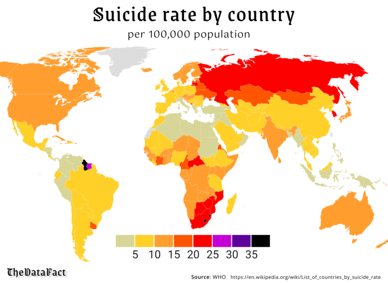 Suicide Rates by Country Mapped - Vivid Maps