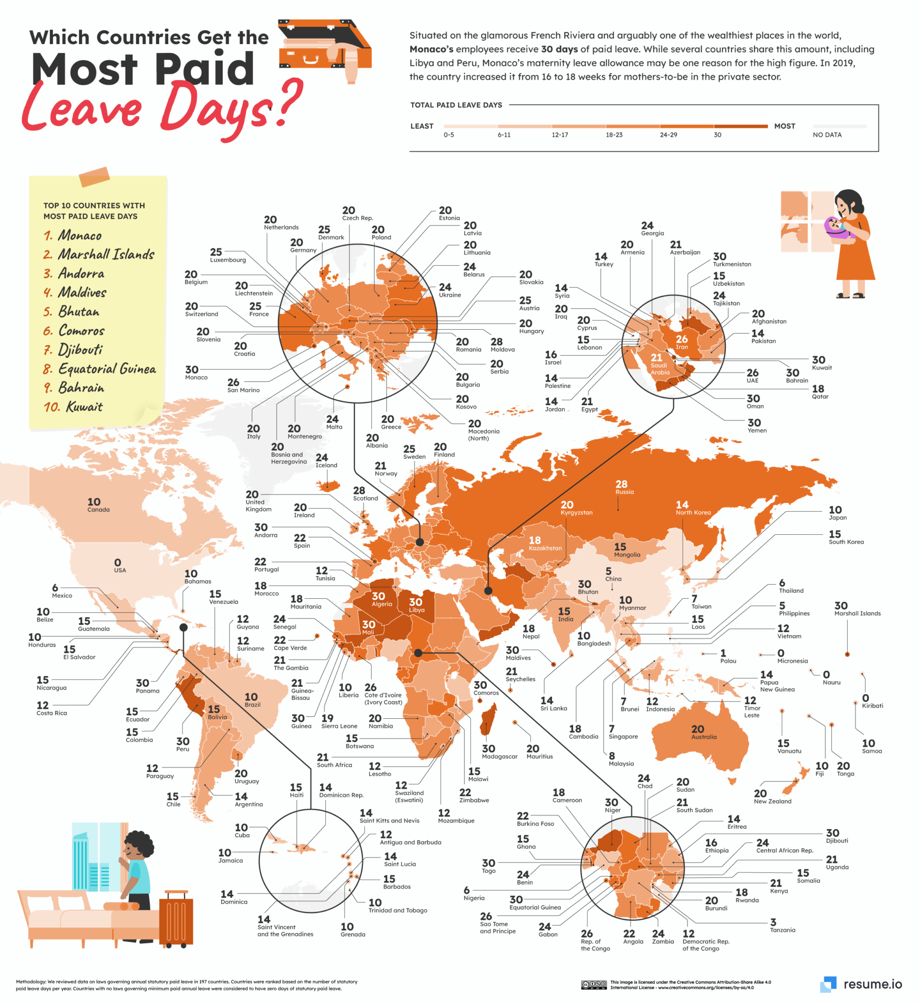Which countries get the most paid vacation days? - Vivid Maps