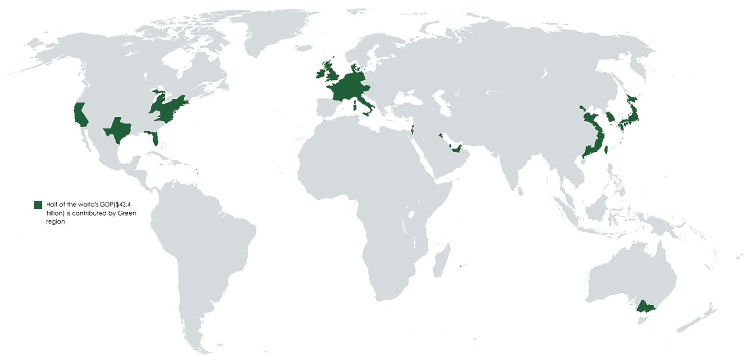 Distribution of GDP in the world - Vivid Maps