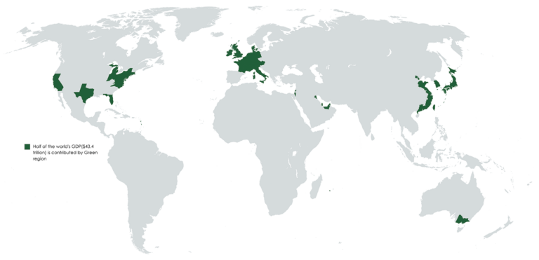 Distribution of GDP in the world - Vivid Maps
