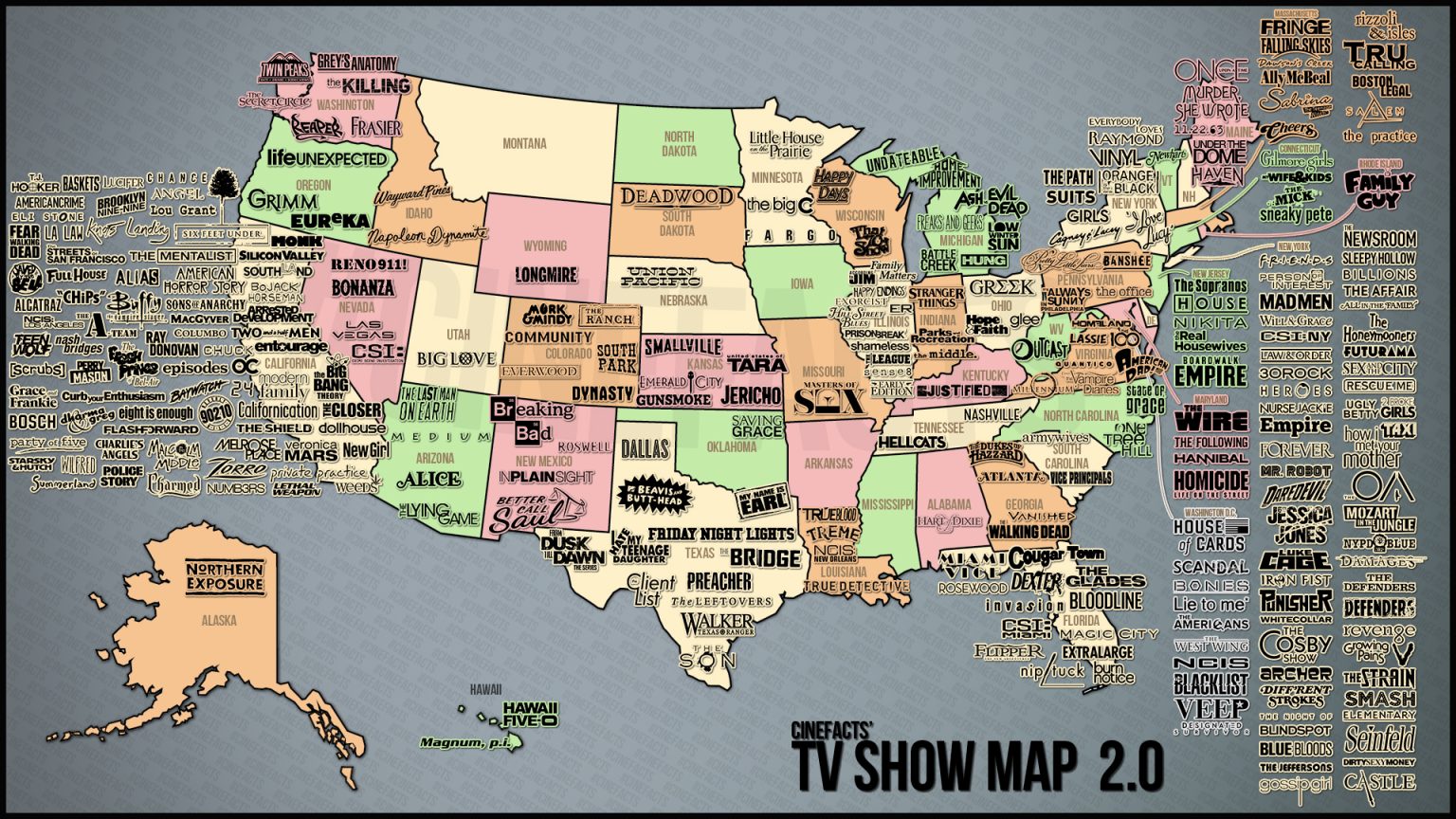 U.S. map of TV shows - Vivid Maps