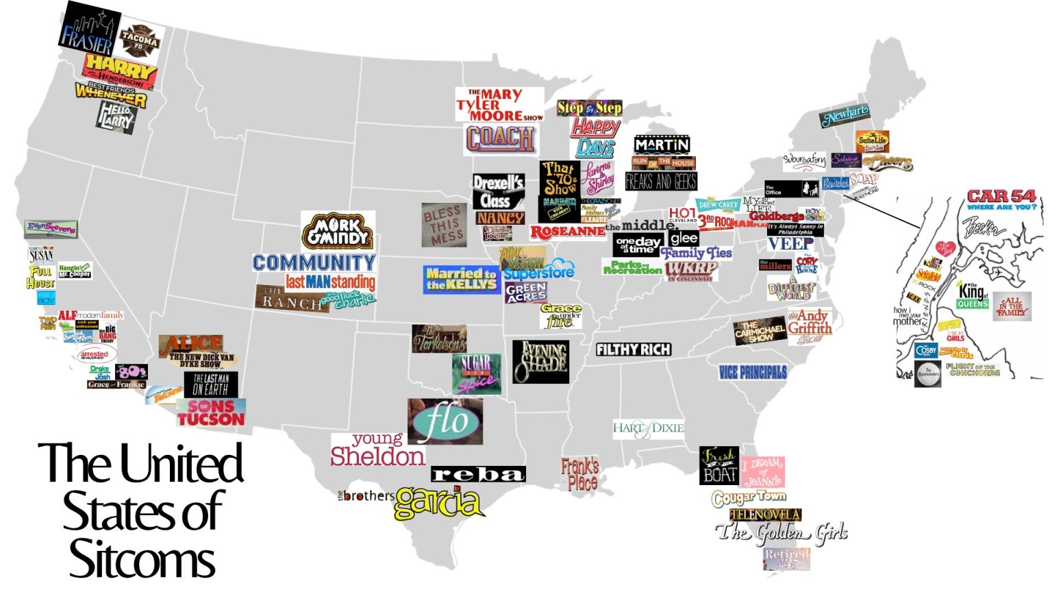 The United States of Sitcoms - Vivid Maps