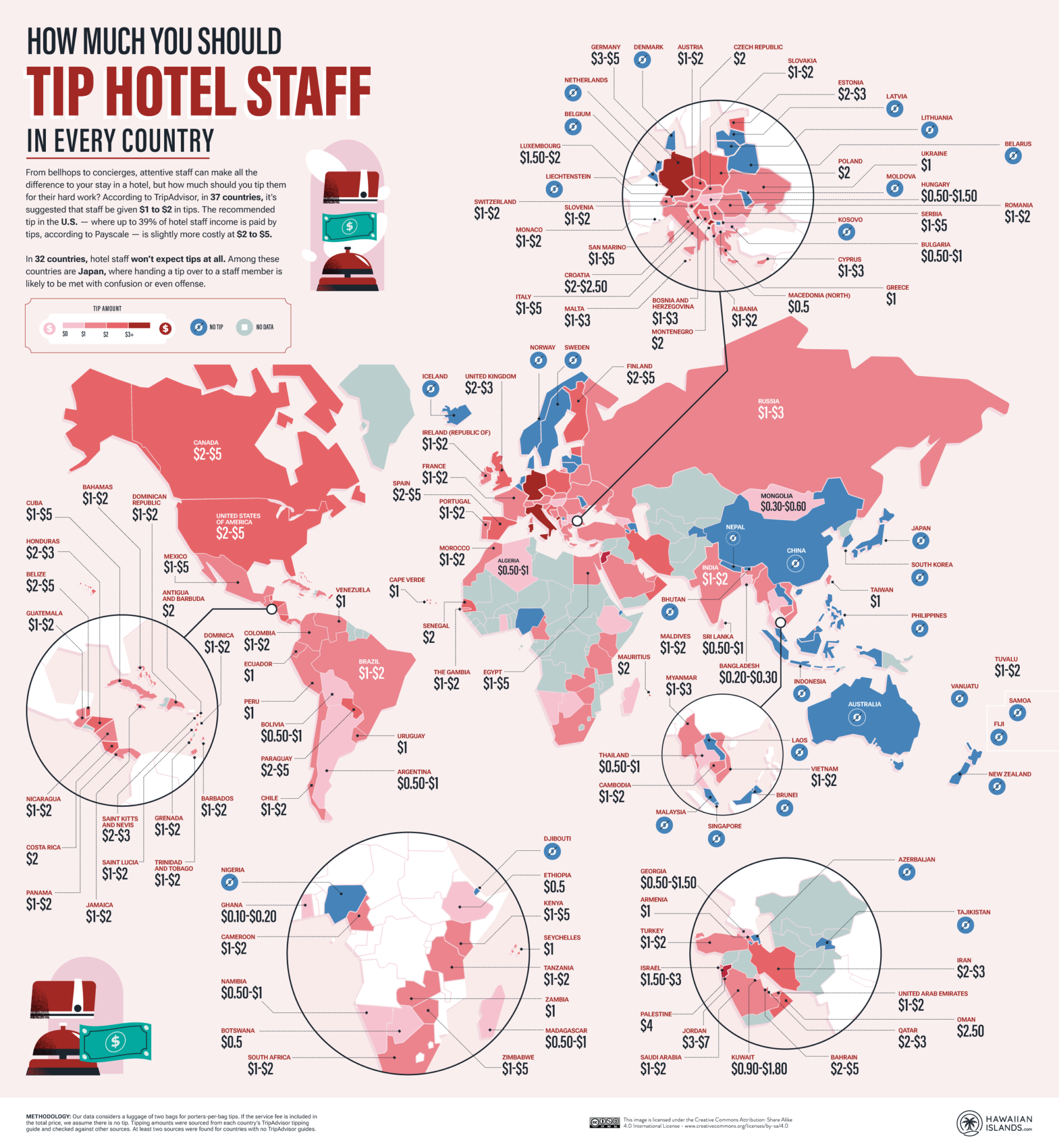 A comprehensive guide to tipping in 162 countries, mapped - Vivid Maps