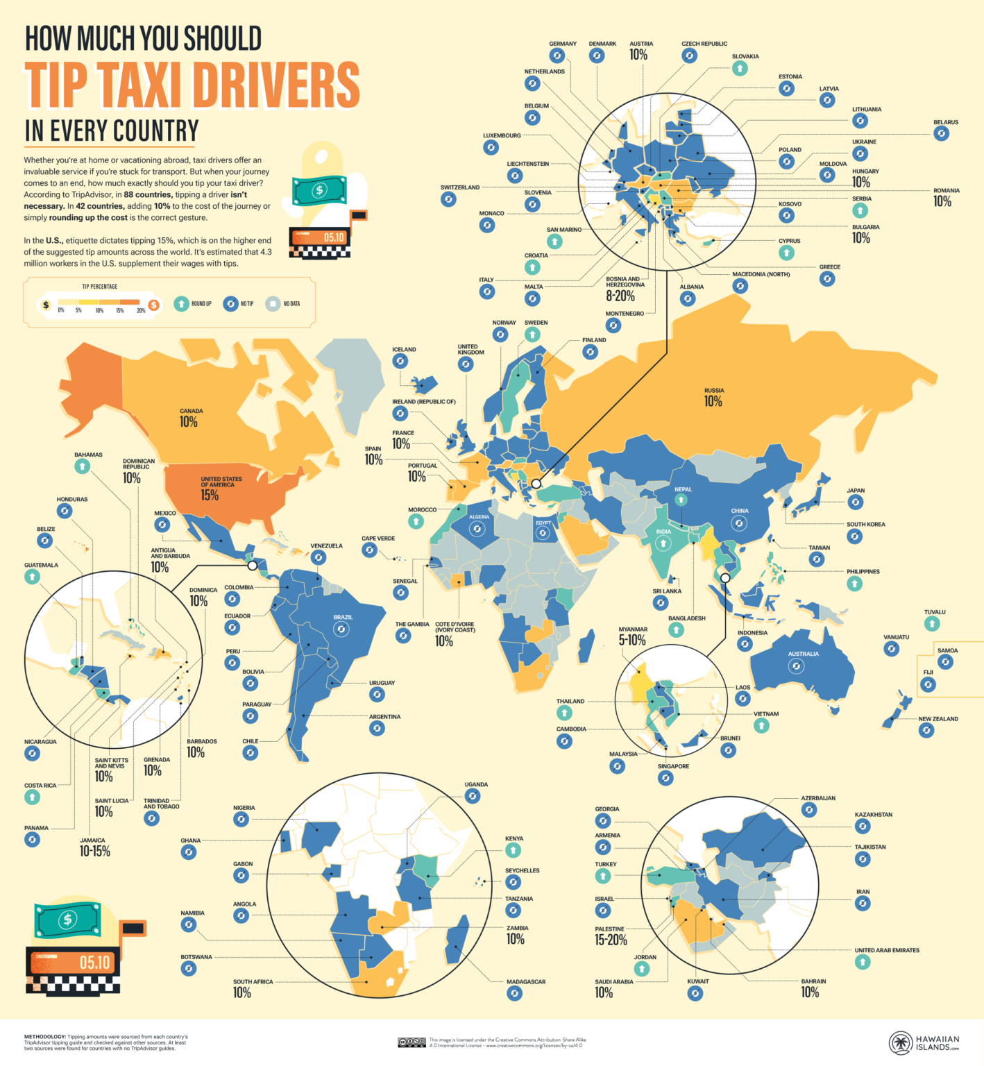 A comprehensive guide to tipping in 162 countries, mapped - Vivid Maps