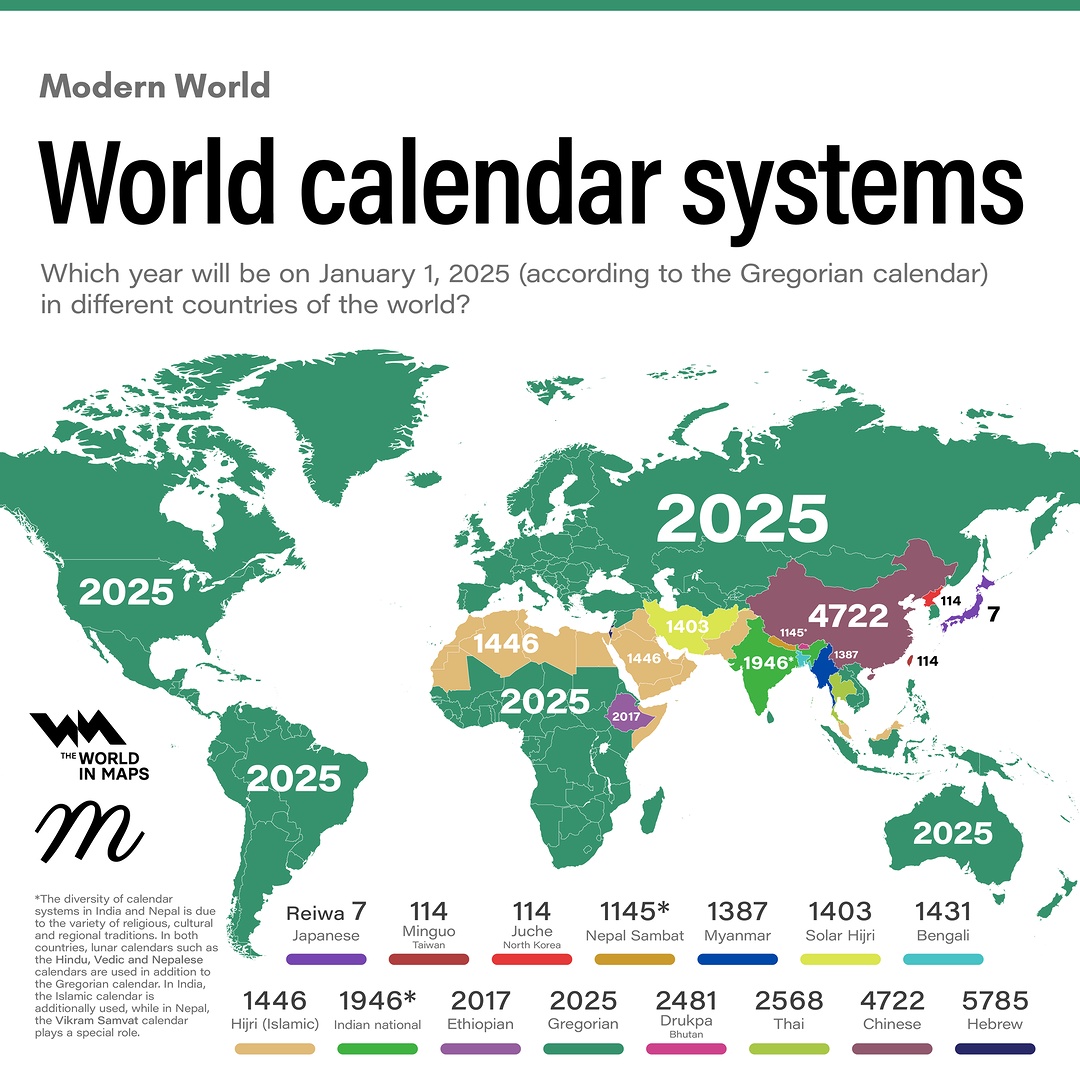 Calendar systems used throughout the world - Vivid Maps