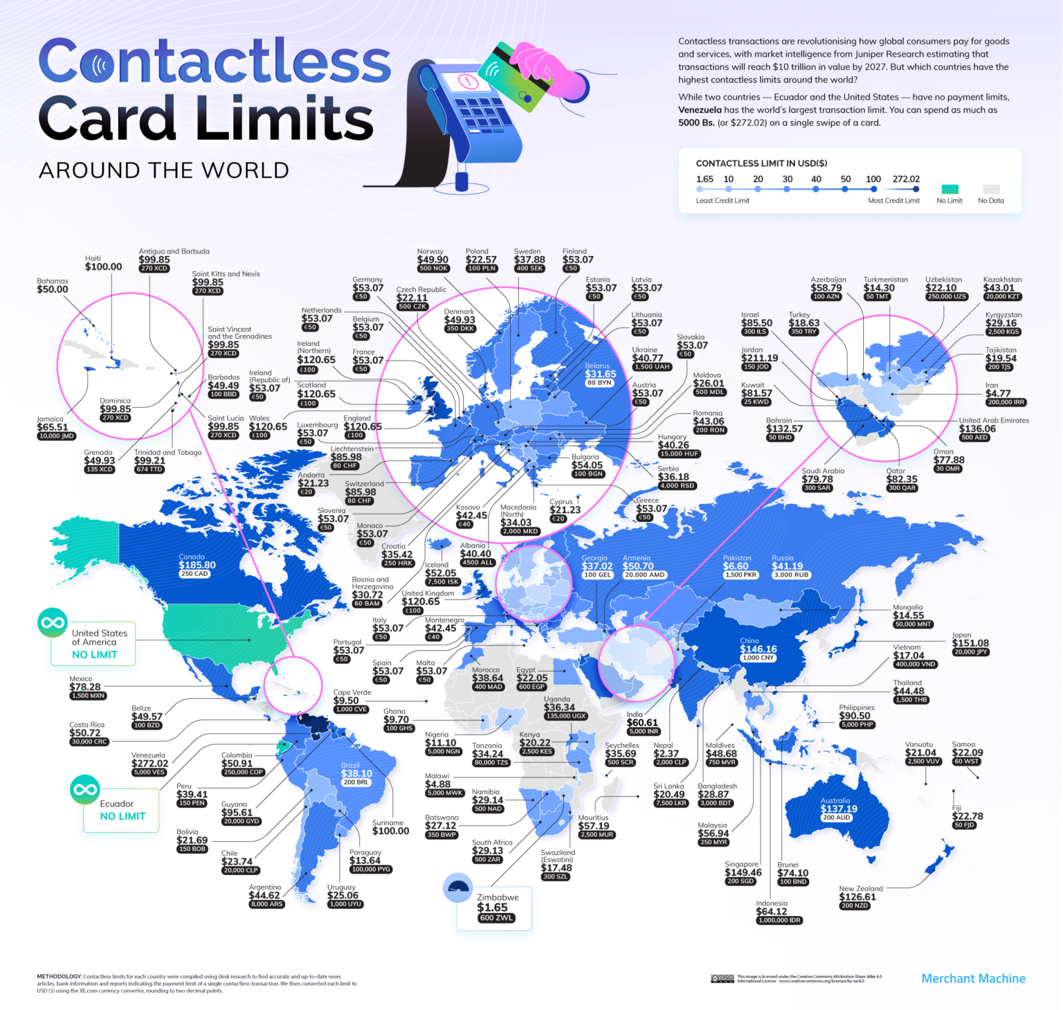 Contactless Card Limits in Every Country - Vivid Maps