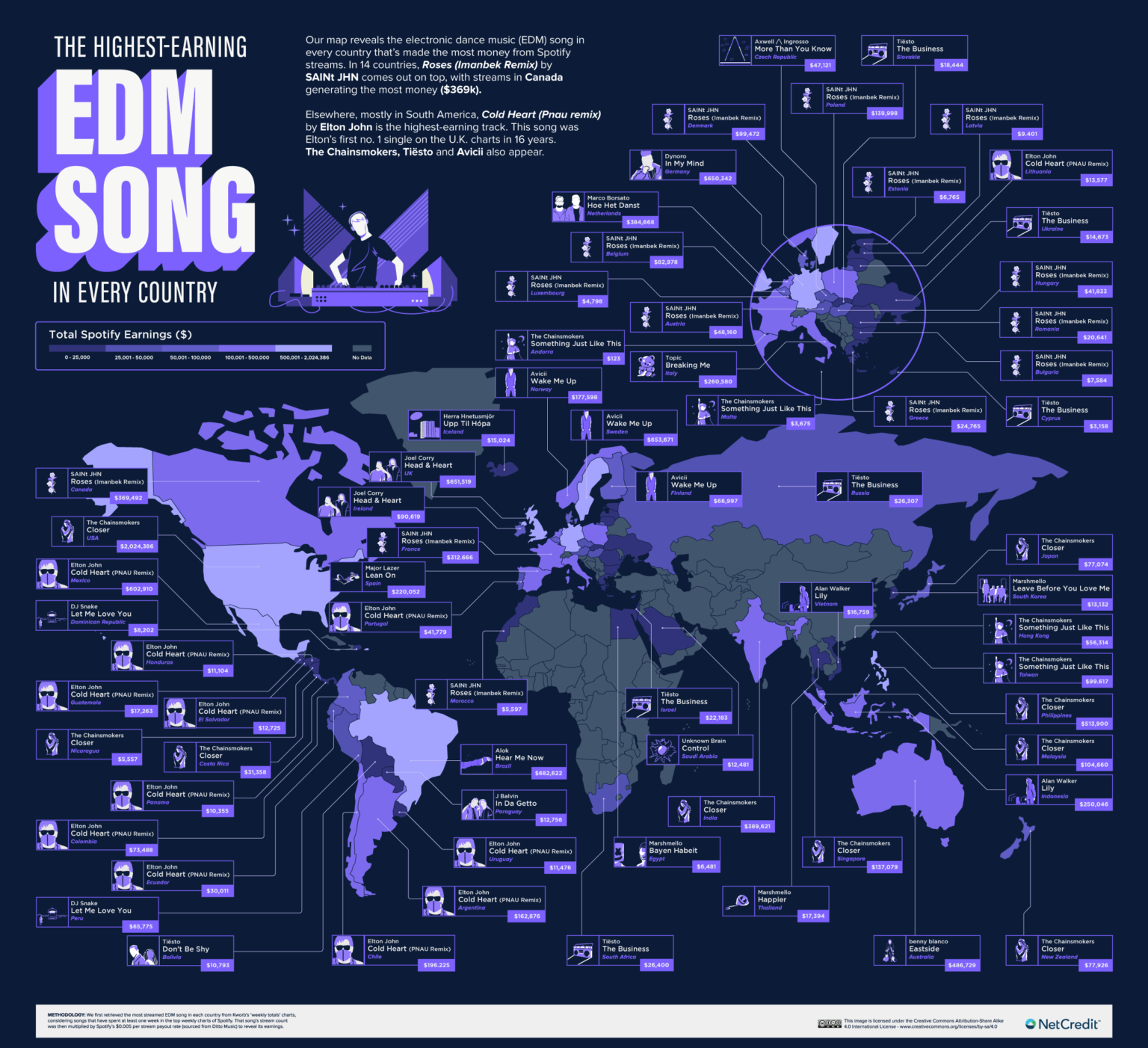 The highest-earning songs in the world, mapped - Vivid Maps
