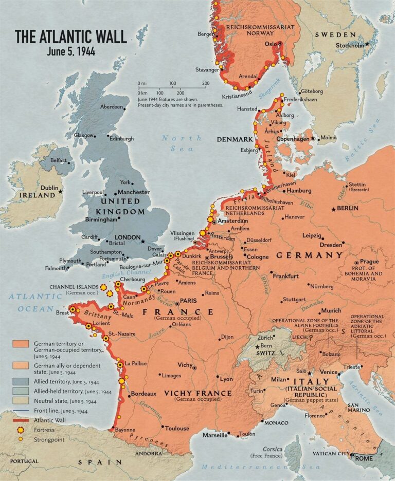 The Atlantic Wall (1944) - Vivid Maps