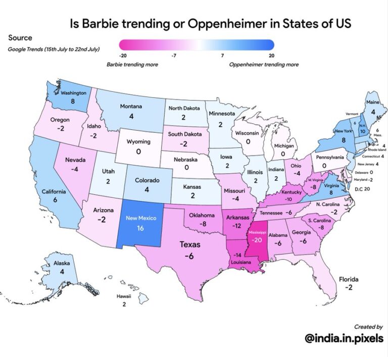 Barbieheimer Trends Mapped - Vivid Maps