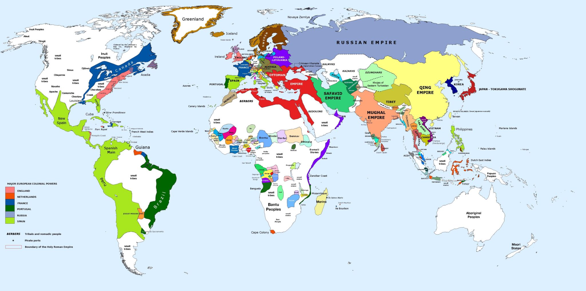 Political map of the World (1700) - Vivid Maps