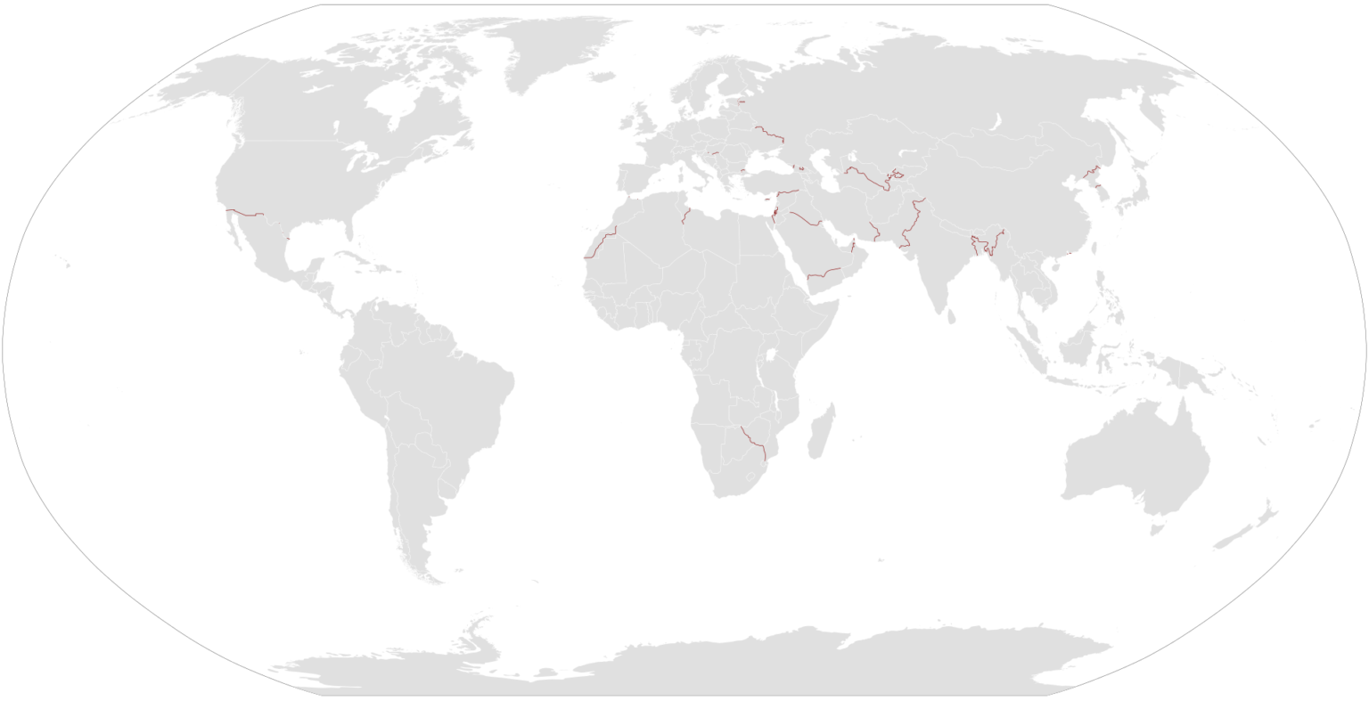 Boundary walls & fences worldwide - Vivid Maps