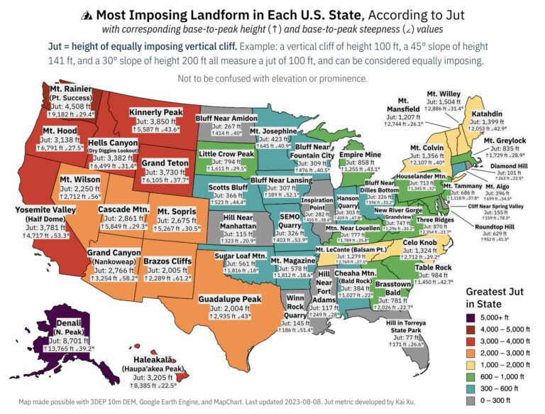 Most Impressive Landforms in Each U.S. state - Vivid Maps