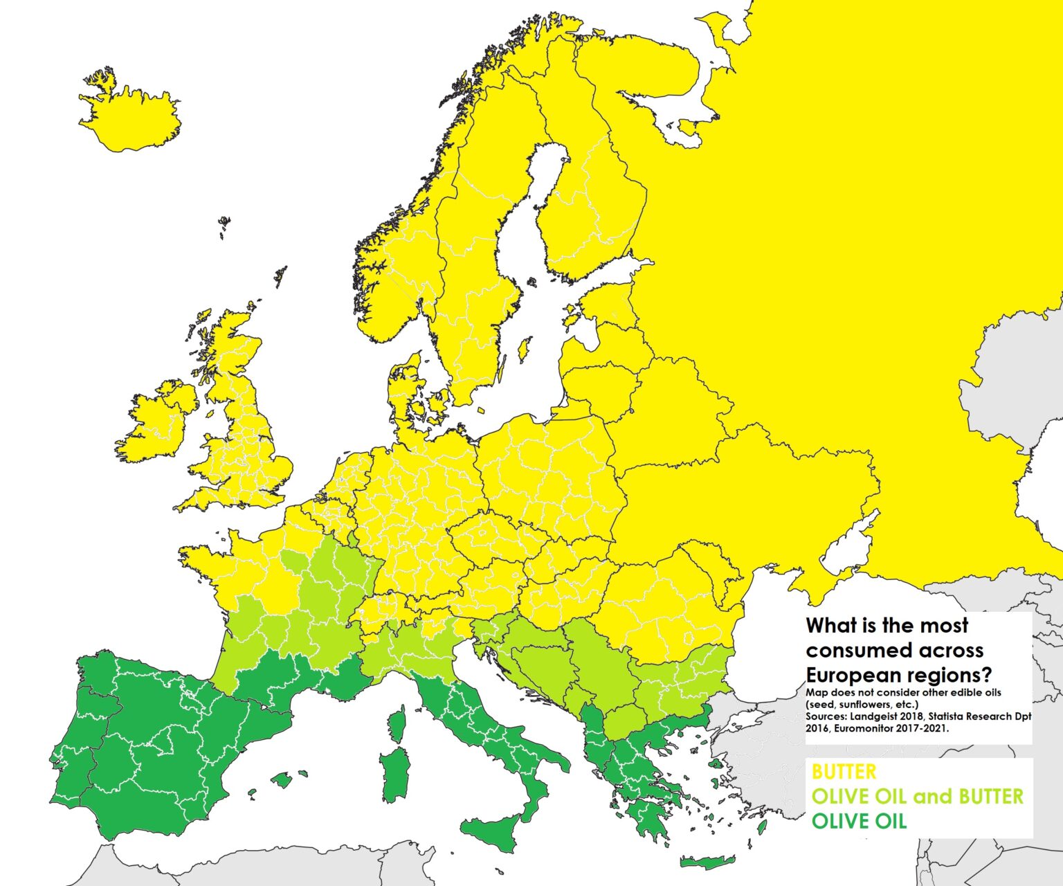 Oil Consumption in Europe: Olive oil vs Butter vs Sunflower oil - Vivid ...