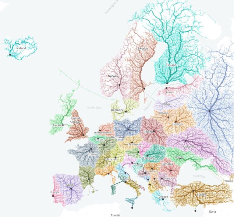 The spatial distribution of European capitals - Vivid Maps