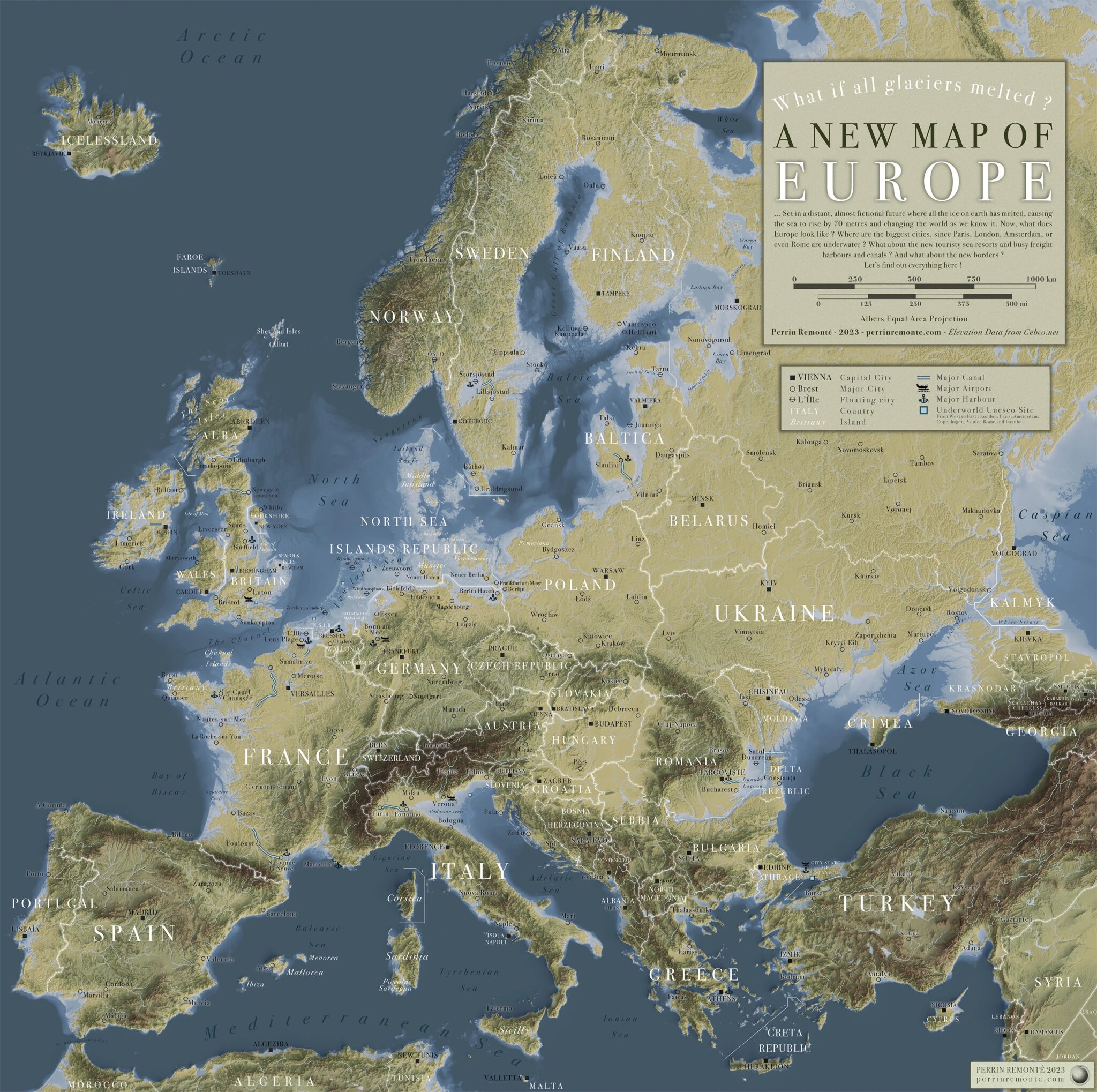 A New Map of Europe: What if all Glaciers on Earth Melted? - Vivid Maps