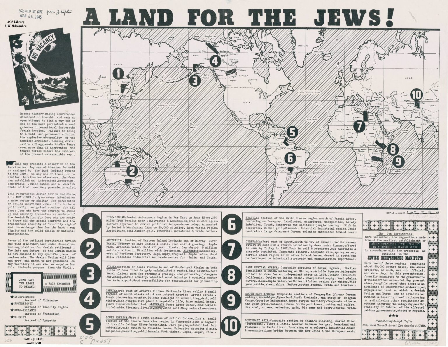 Proposals for a Jewish National State Mapped (circa 1944) - Vivid Maps