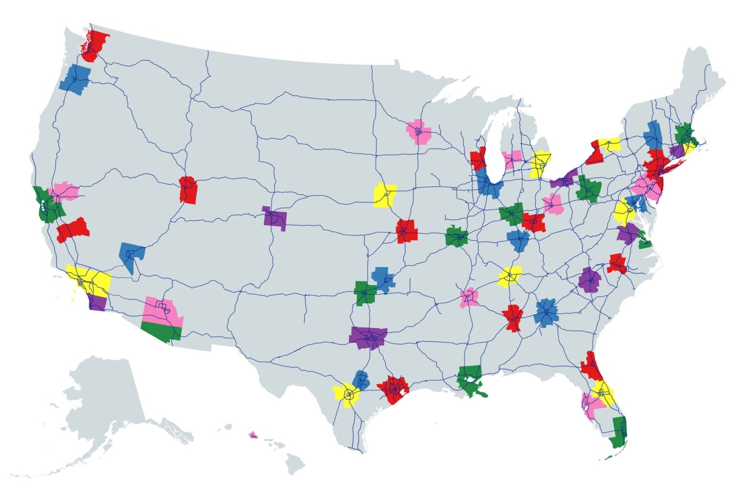 United States interstate system mapped - Vivid Maps