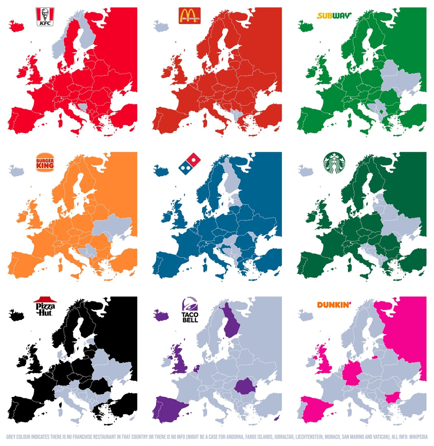 American fast food chains in Europe - Vivid Maps