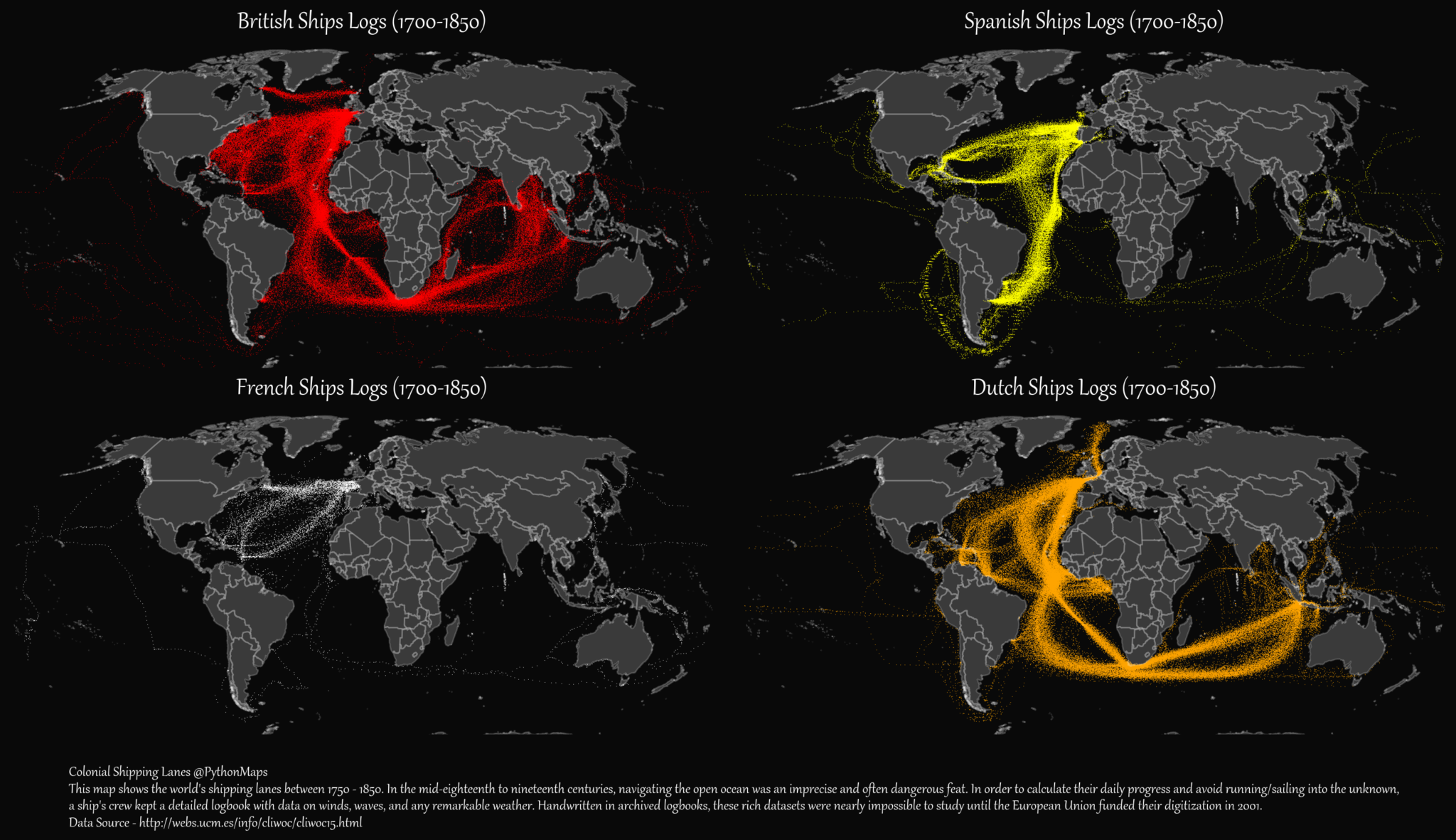 European Colonial Shipping Lanes - Vivid Maps