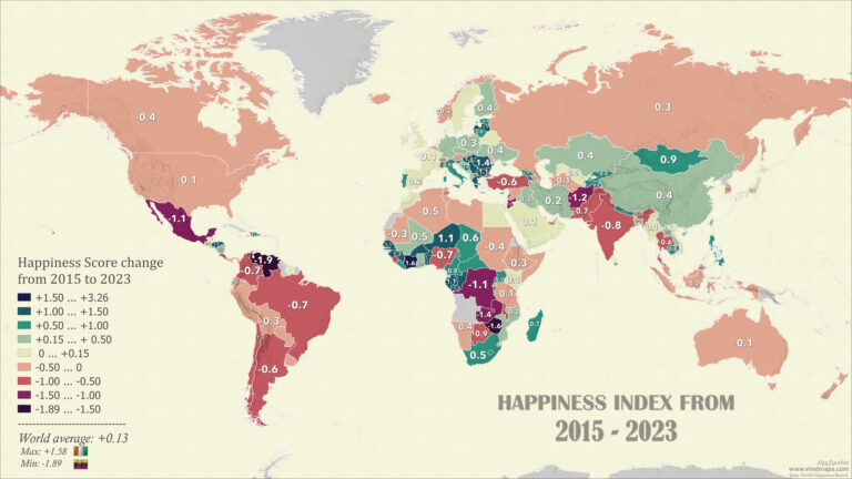 The World’s Happiest Countries (2015 - 2023) - Vivid Maps