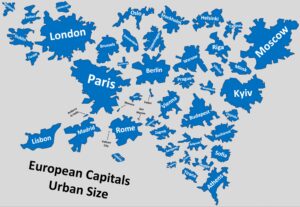 European Capitals Urban Size - Vivid Maps