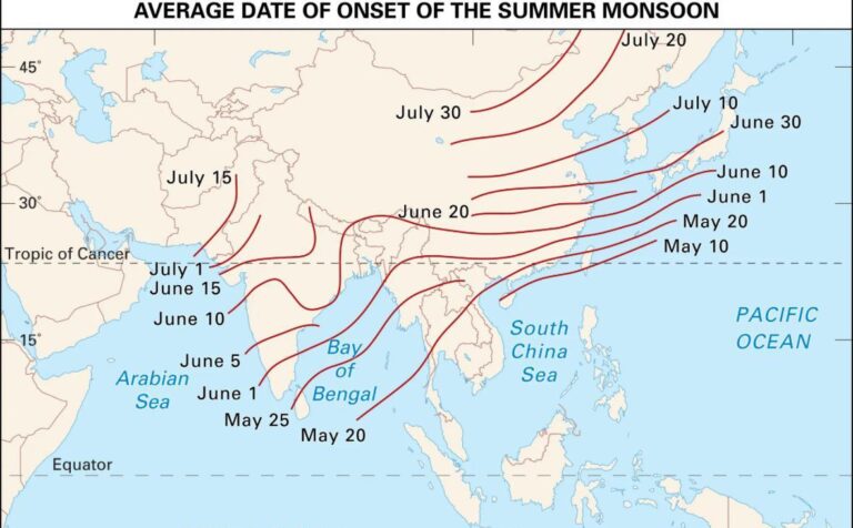 The Average Onset Date of Monsoon Across Asia Mapped - Vivid Maps