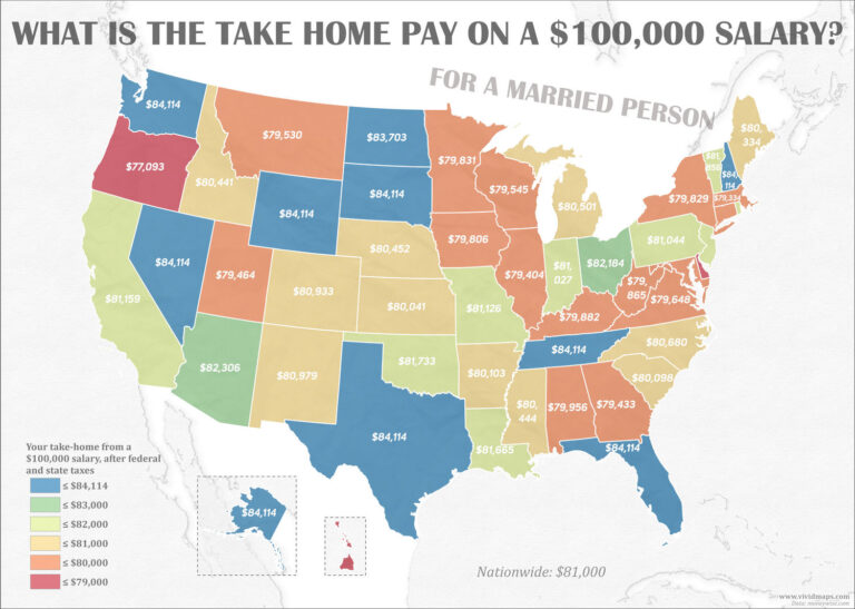 Mapping Take-Home Pay on a $100,000 Salary Across the United States ...