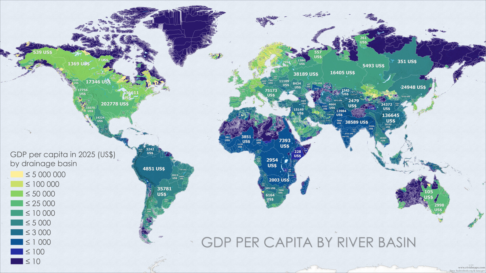River Basins as Countries: A New World Map - Vivid Maps