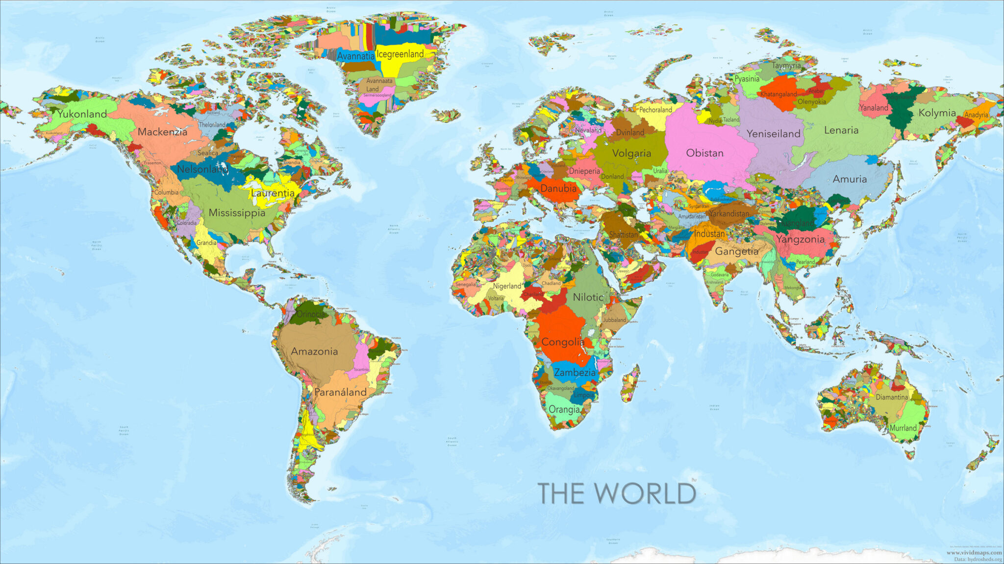 River Basins as Countries: A New World Map - Vivid Maps