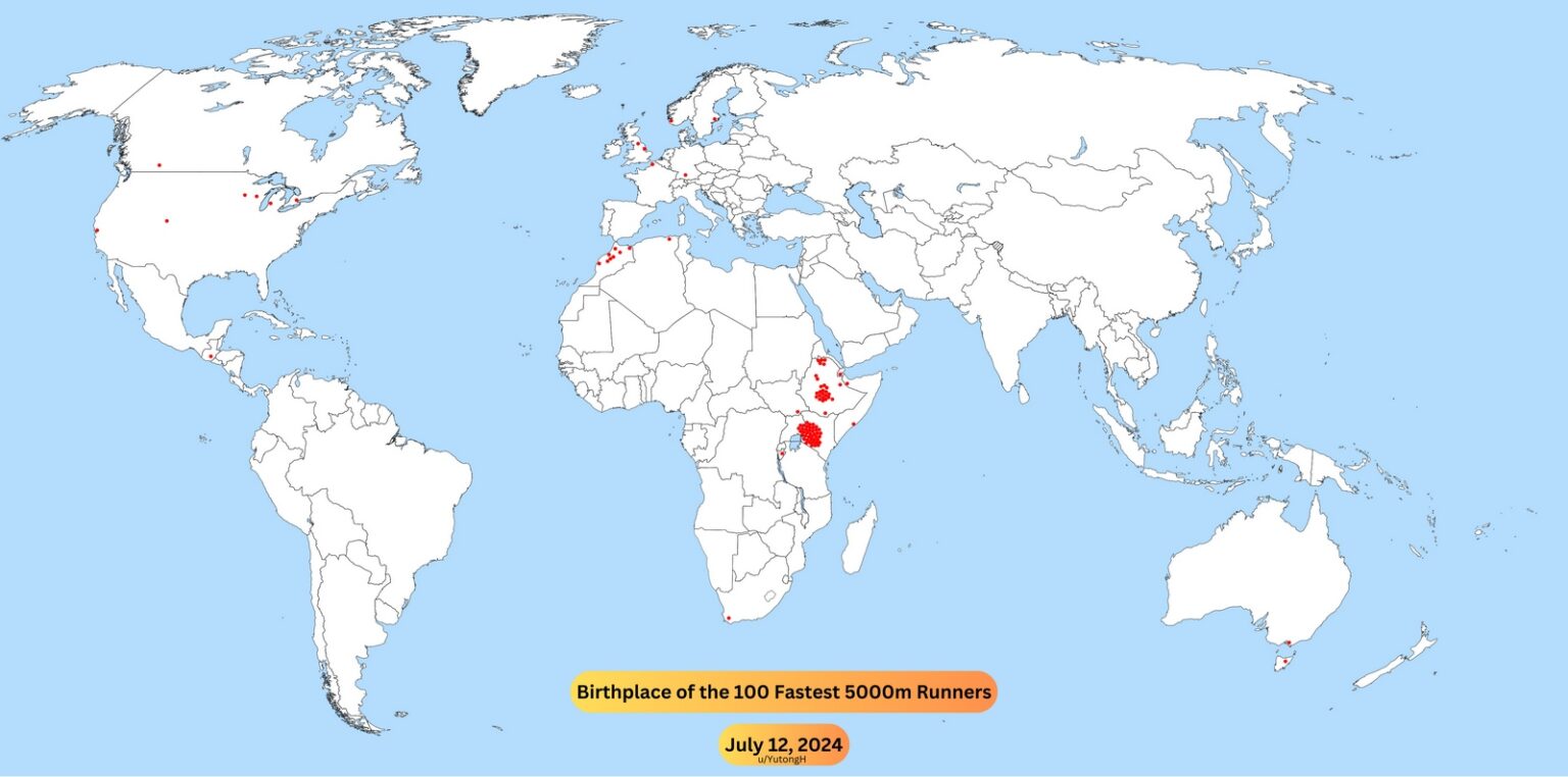 The Geography of Speed: Mapping the World's Fastest Runners - Vivid Maps