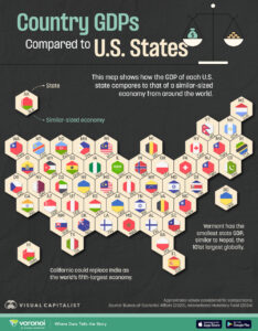 United States Map Reveals Each State's Economic Power Compared to ...