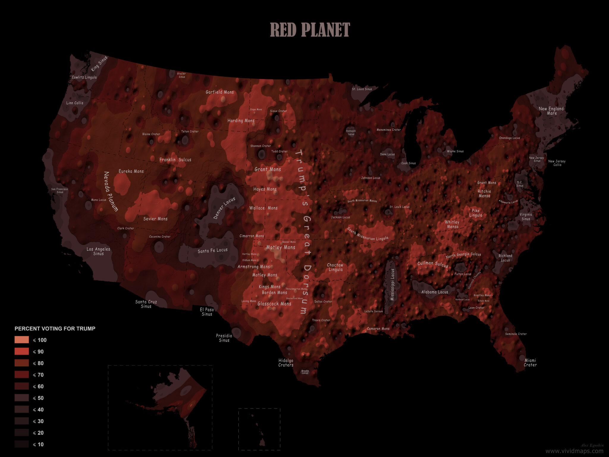 Space Race 2024: Mapping Election Results on Mars and Moon - Vivid Maps