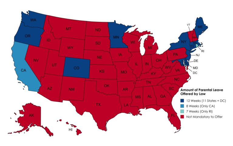How Much Parental Leave Do U.S. States Require? - Vivid Maps