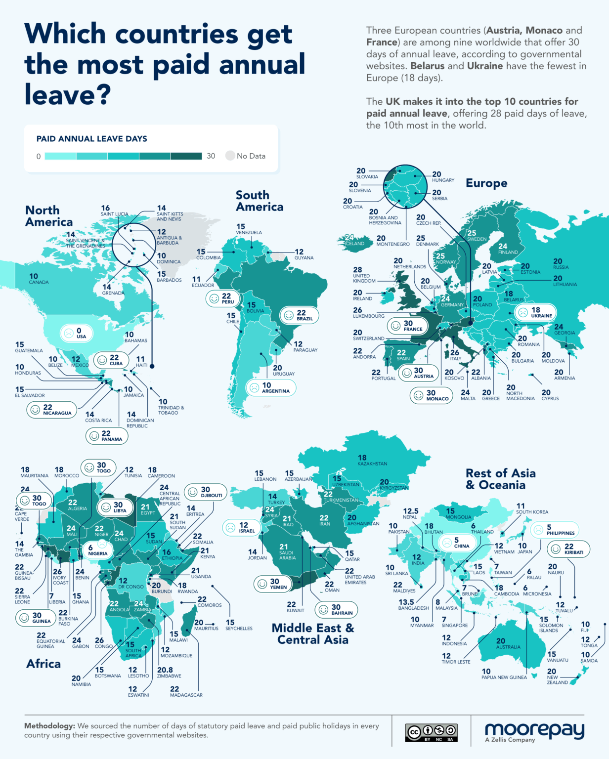 How Paid Vacation Varies Around the World - Vivid Maps