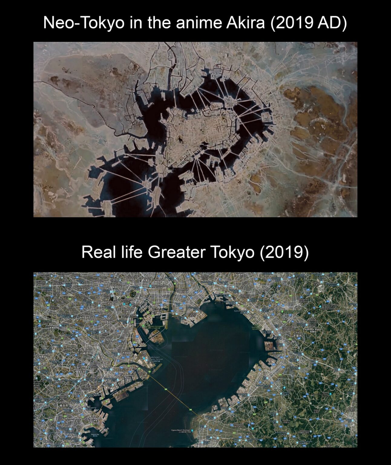 Mapping Akira's Neo-Tokyo Against Real Tokyo Bay - Vivid Maps