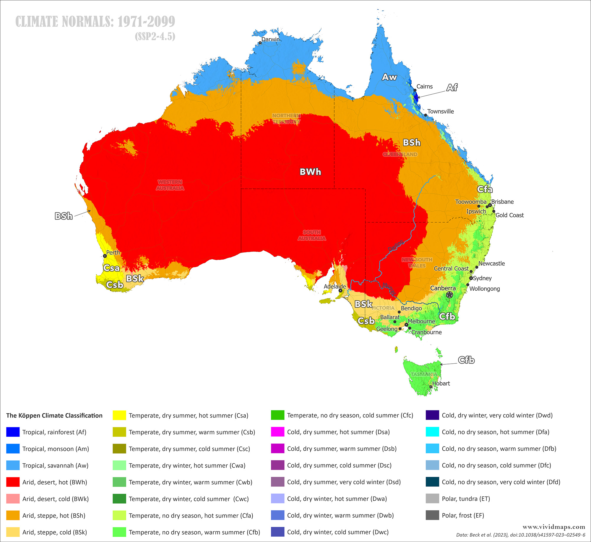 Australia's Expanding Deserts: Climate Maps from 1930 to 2099 - Vivid Maps