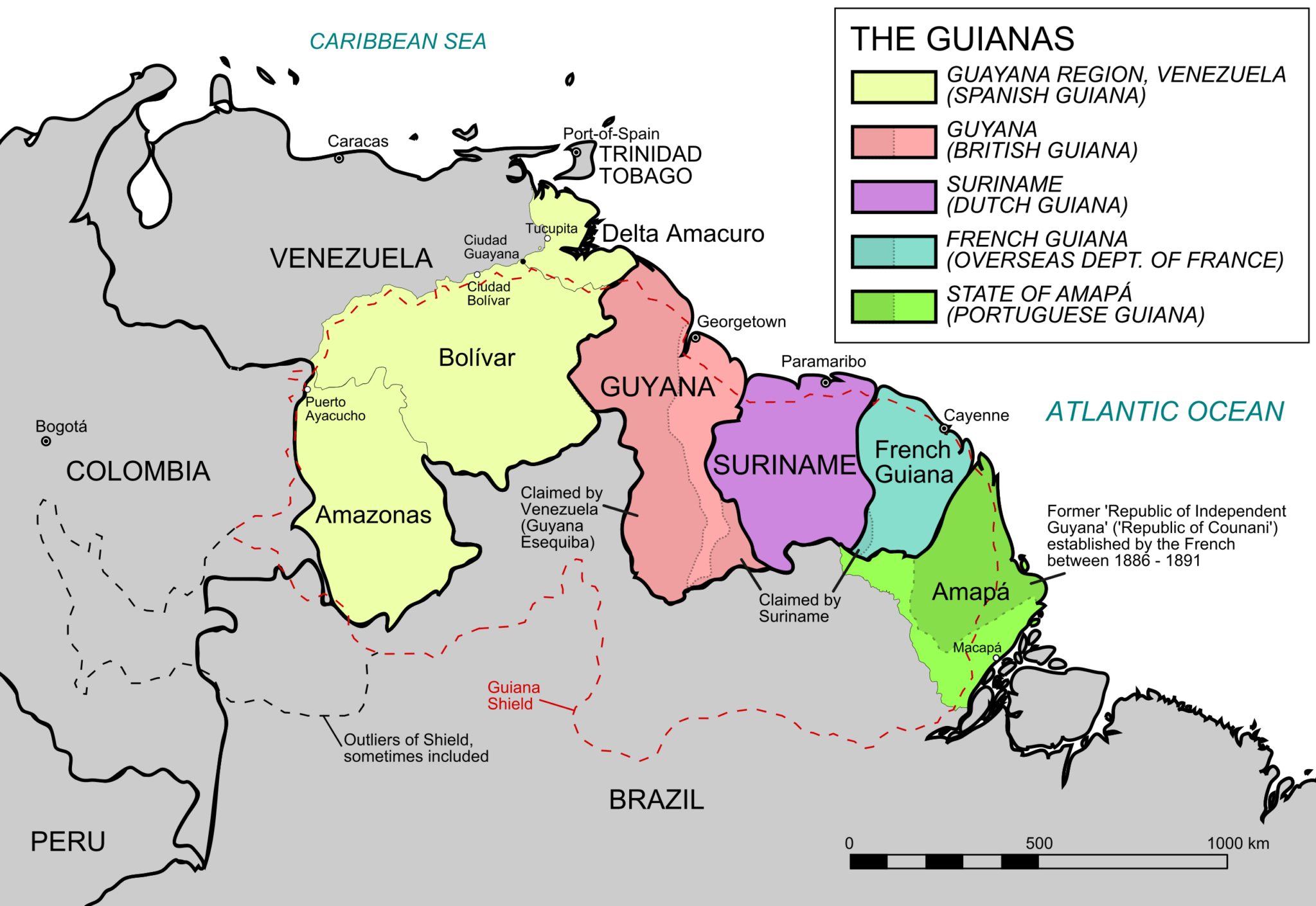 The Five Guianas - Vivid Maps
