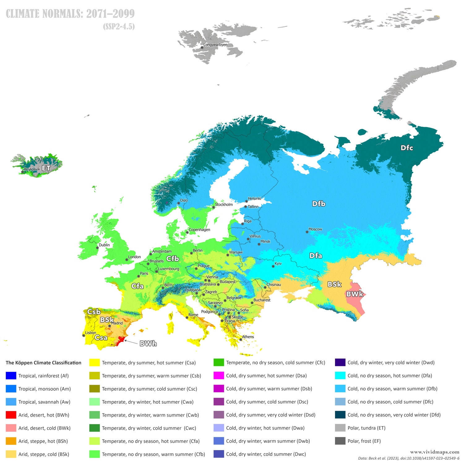 Europe's Climate Zones Are Shifting North: Köppen-Geiger Maps from 1930 to 2099 - Vivid Maps